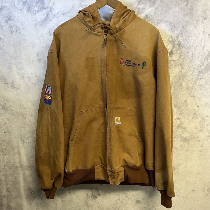 Carhartt Carhartt J131 BRN Thermal Lined Canvas Workwear Jacket Stain ...