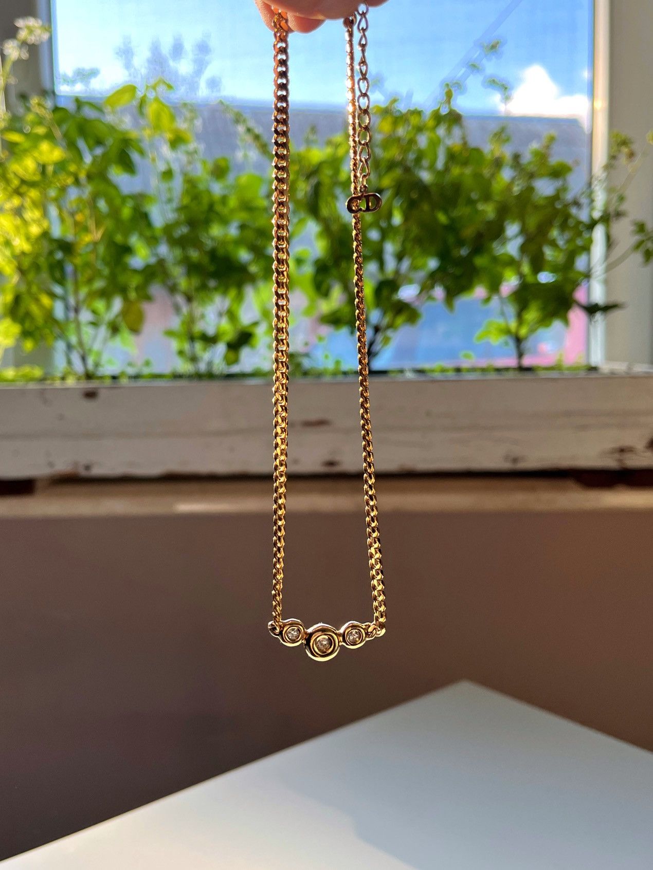 Dior ICED GOLD CUBAN CHAIN CD LOGO NECKLACE | Grailed