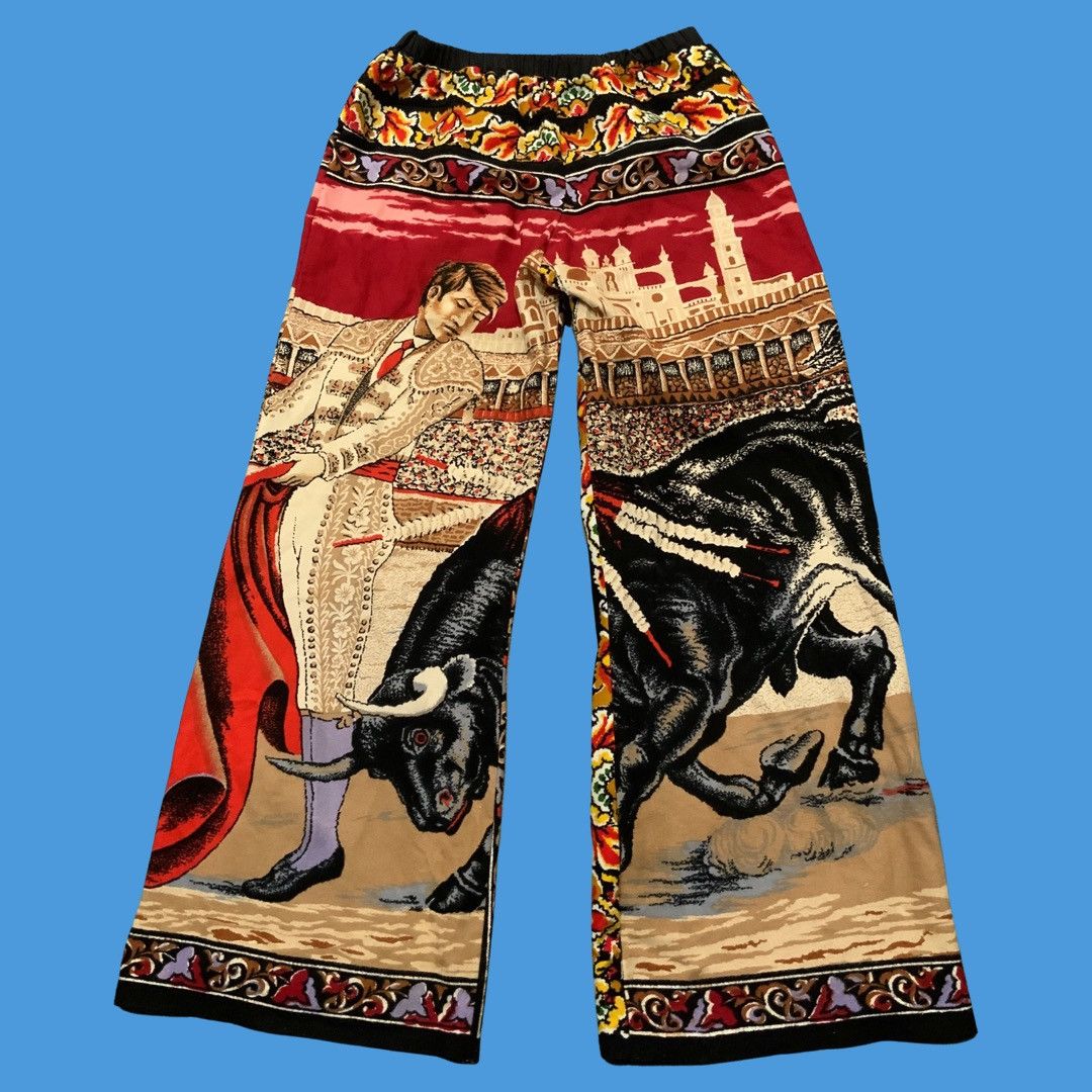 Vintage 1 Of 1 Vintage Reworked Matador Bull Wide Leg All Over Pants ...