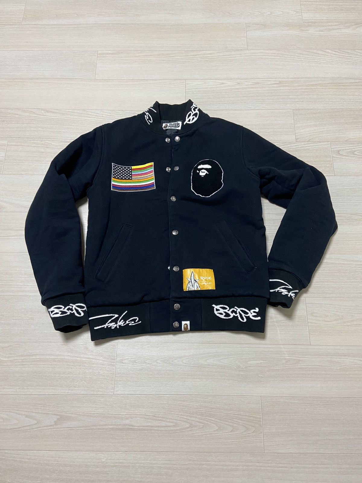 Bape × Futura M Bape X Futura Graffiti bomber varsity jacket | Grailed