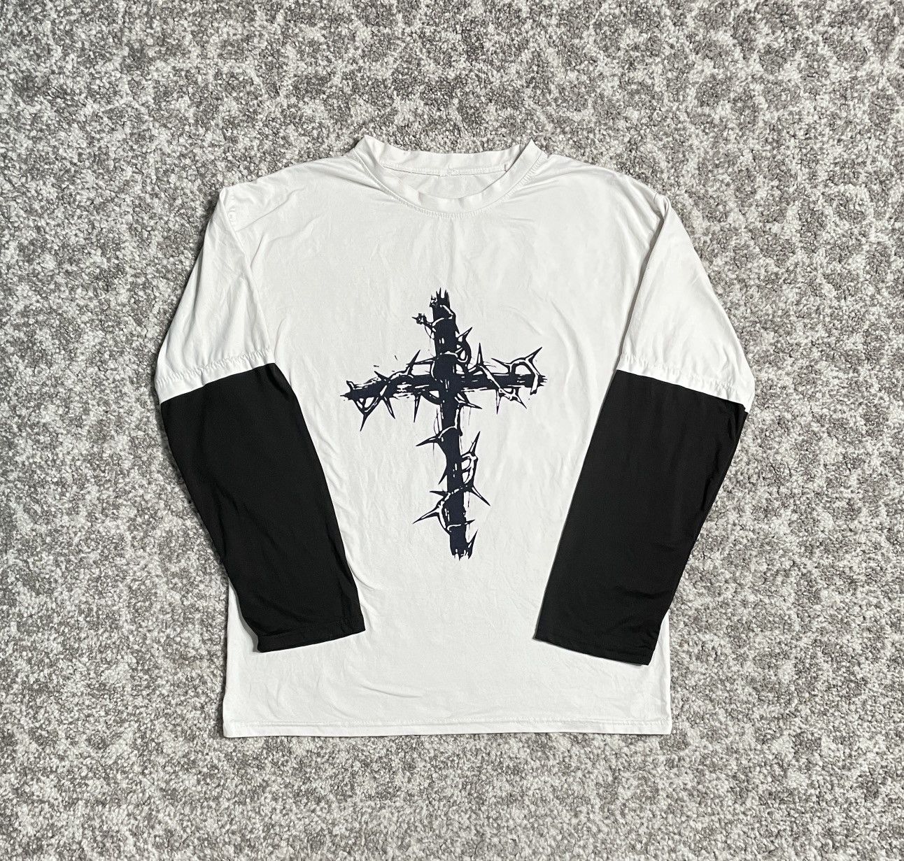 Vintage Vintage White Black Longsleeve T-shirt Cross | Grailed