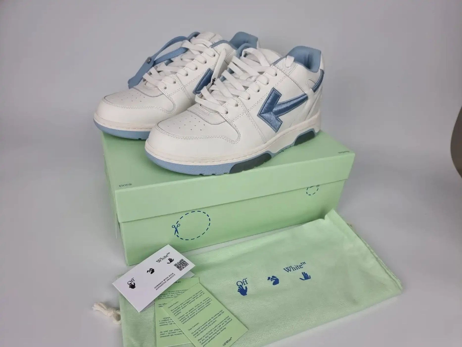 Off-White Off-White OOO White And Light Blue Sneakers New 40 | Grailed