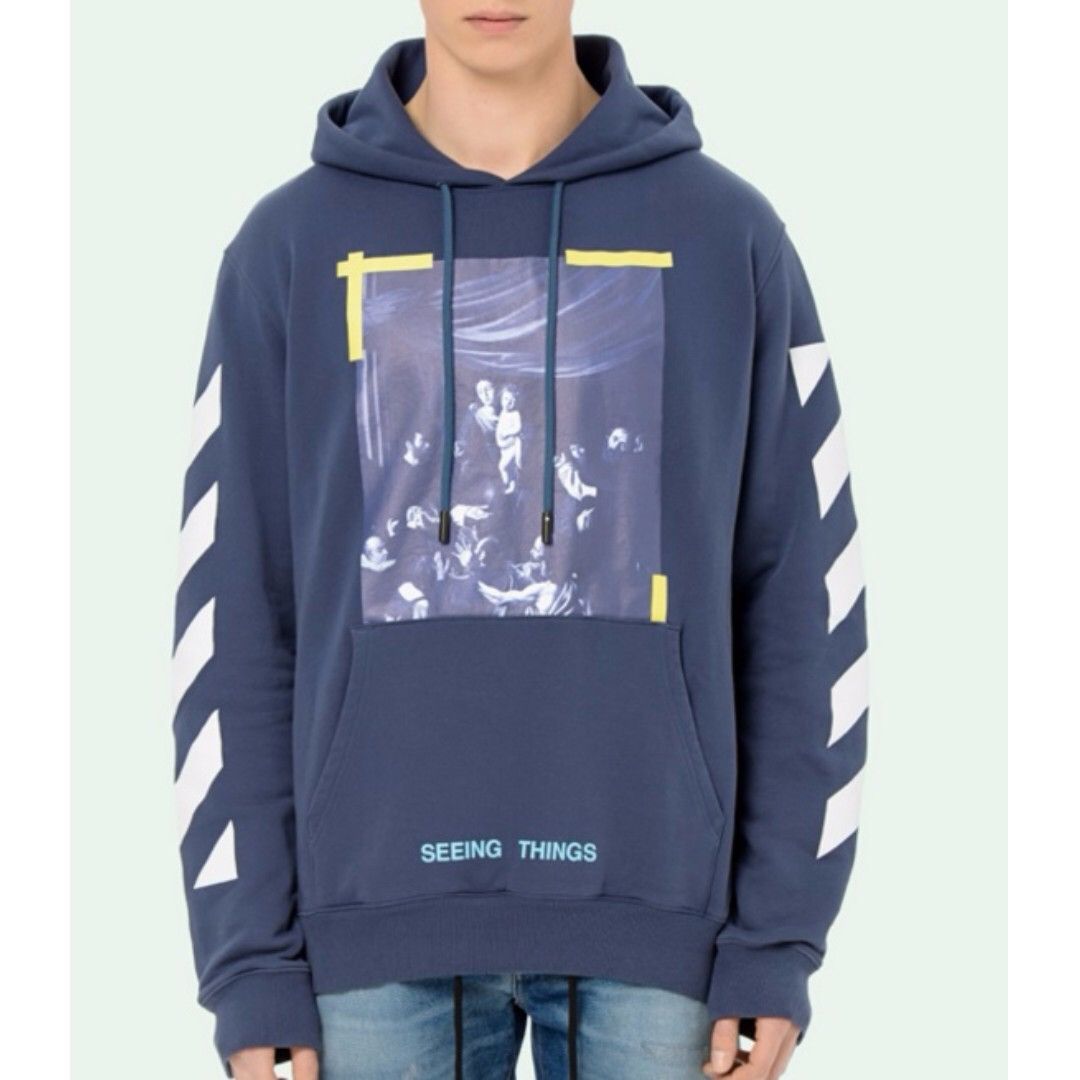 Off-White Off white blue Caravaggio hoodie | Grailed