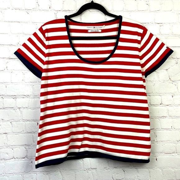 Tommy Hilfiger Vintage Tommy Hilfiger Short Sleeve Scoop Neck red ...