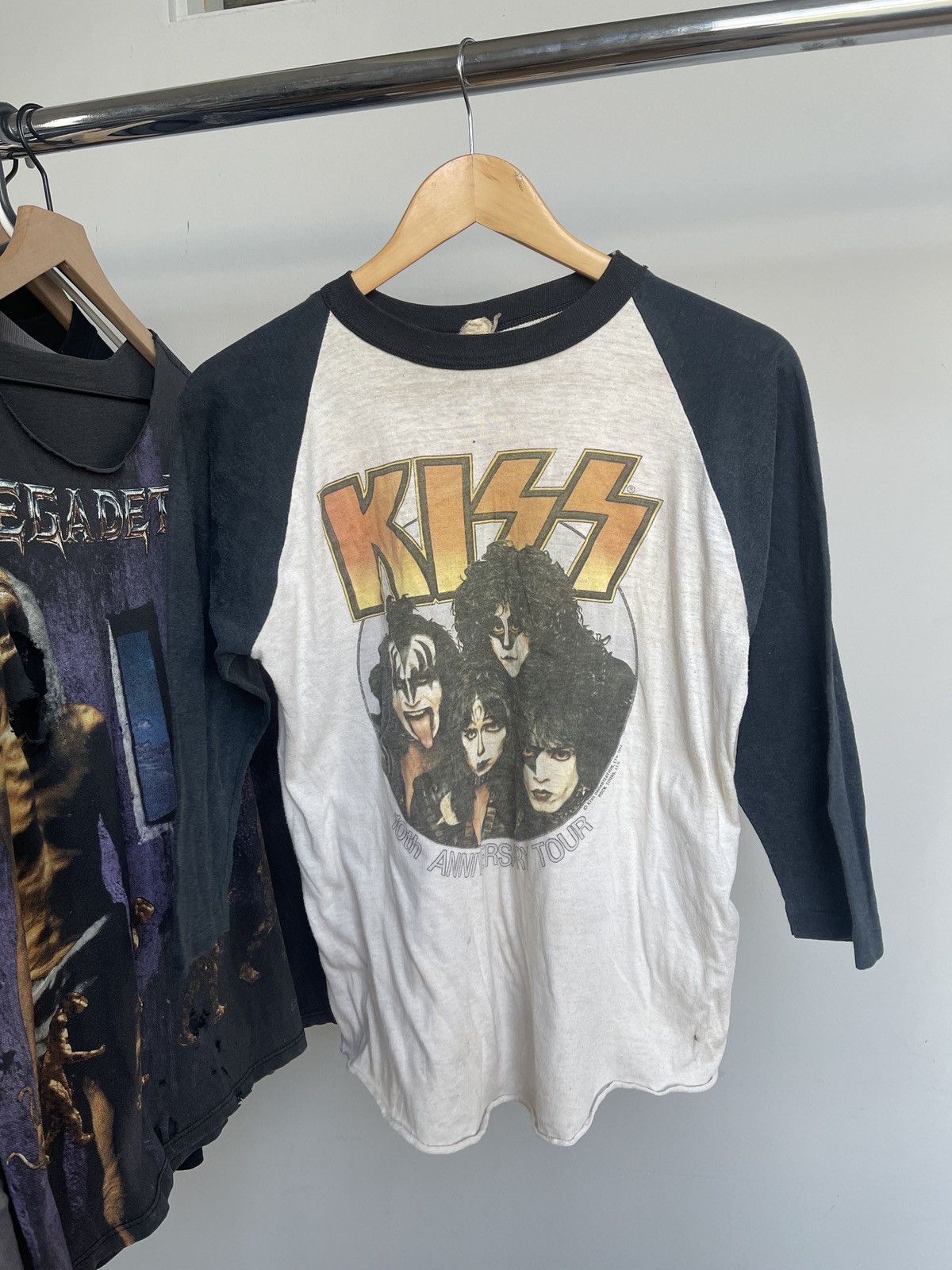 Vintage 80s KISS BAND 10th ANNIVERSARY TOUR RAGLAN TEE SHIRT | Grailed