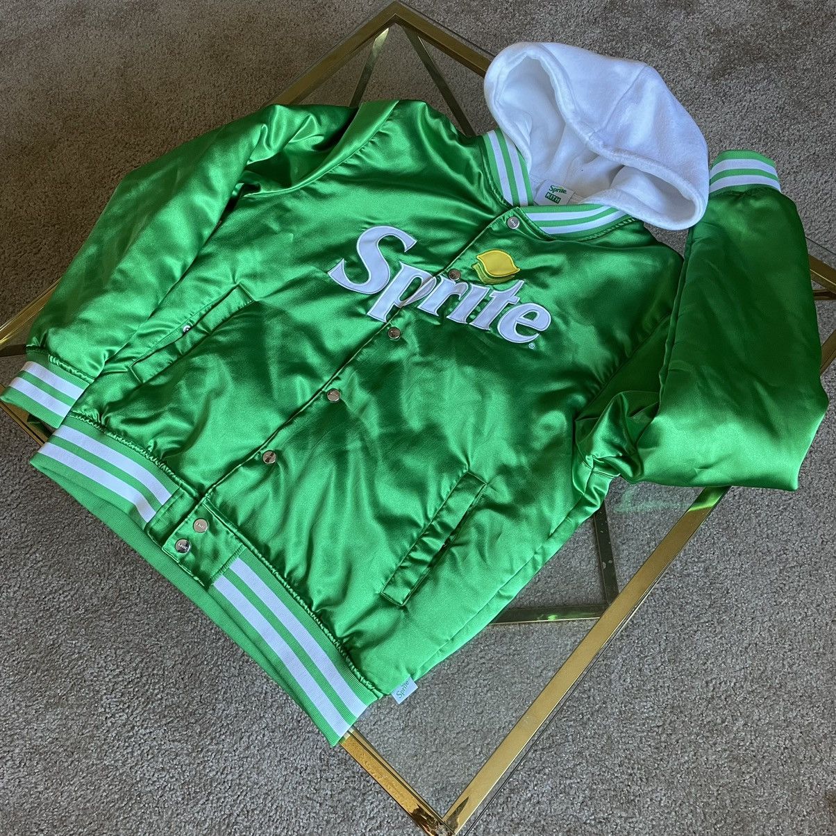 Coca Cola × Kith Sprite Hooded Satin Varsity Jacket | Grailed