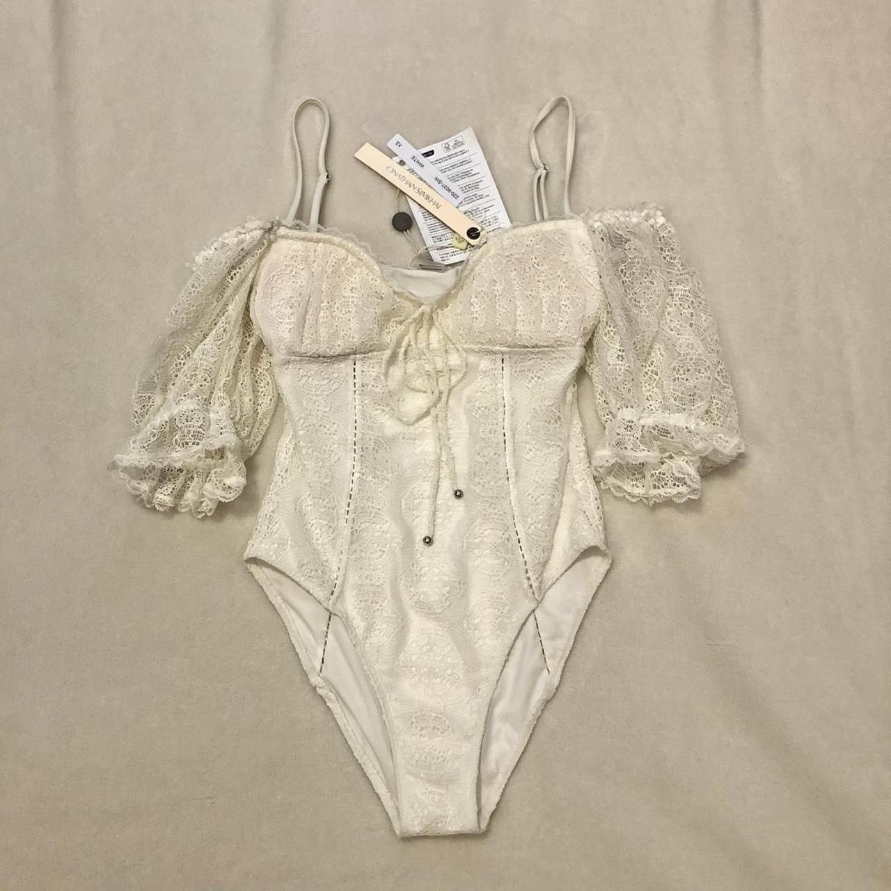 Jonathan Simkhai Johnathan Simkhai white sailor stretch lace swimsuit 🤍 ...