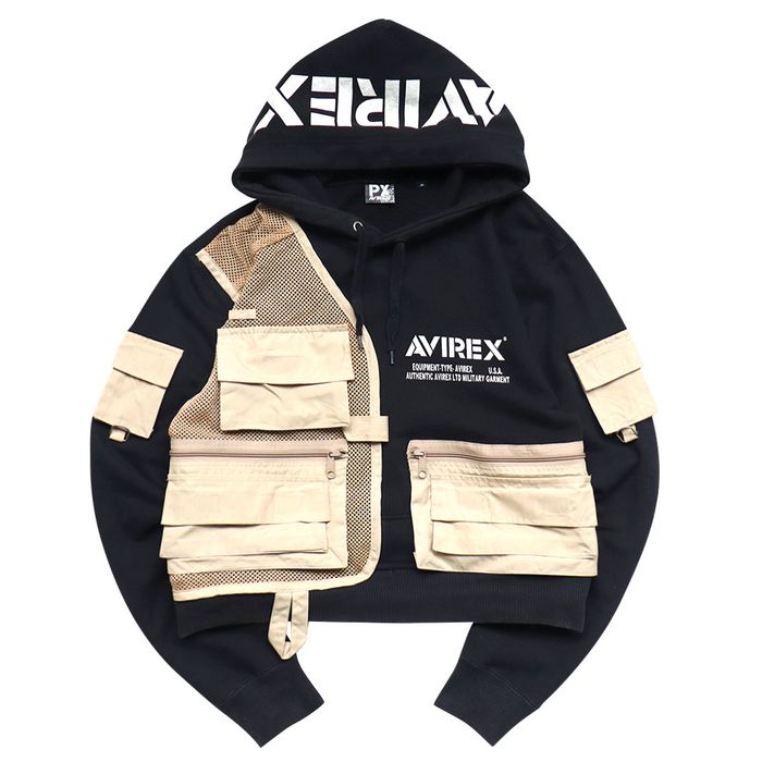 Avirex Reworked Avirex Tactical Semi-Crop Hoodie Black | Grailed