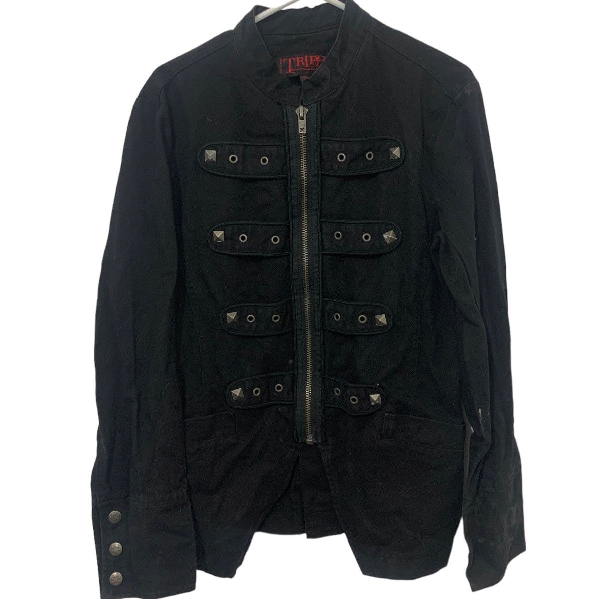 Tripp Nyc Vintage TRIPP NYC Black Studded Goth Rave Jacket Medium Men ...