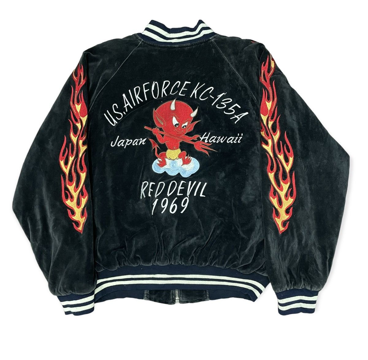 Vintage Red Devil Embroidery Sukajan Souvenir Jacket Japan Hawaii | Grailed