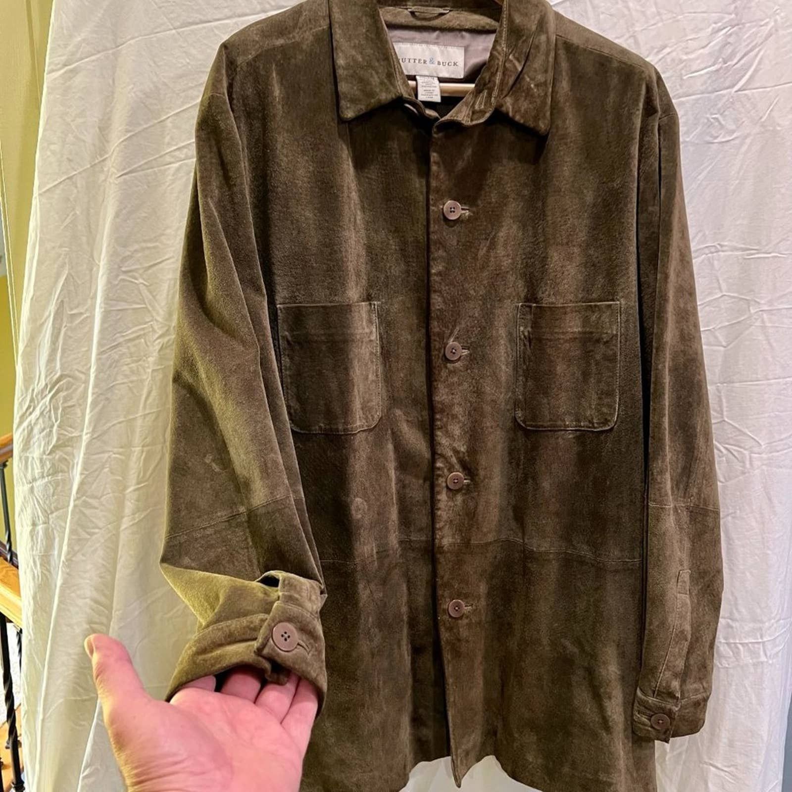 Cutter And Buck Cutter & Buck Leather Suede Jacket Shirt Green Men's ...
