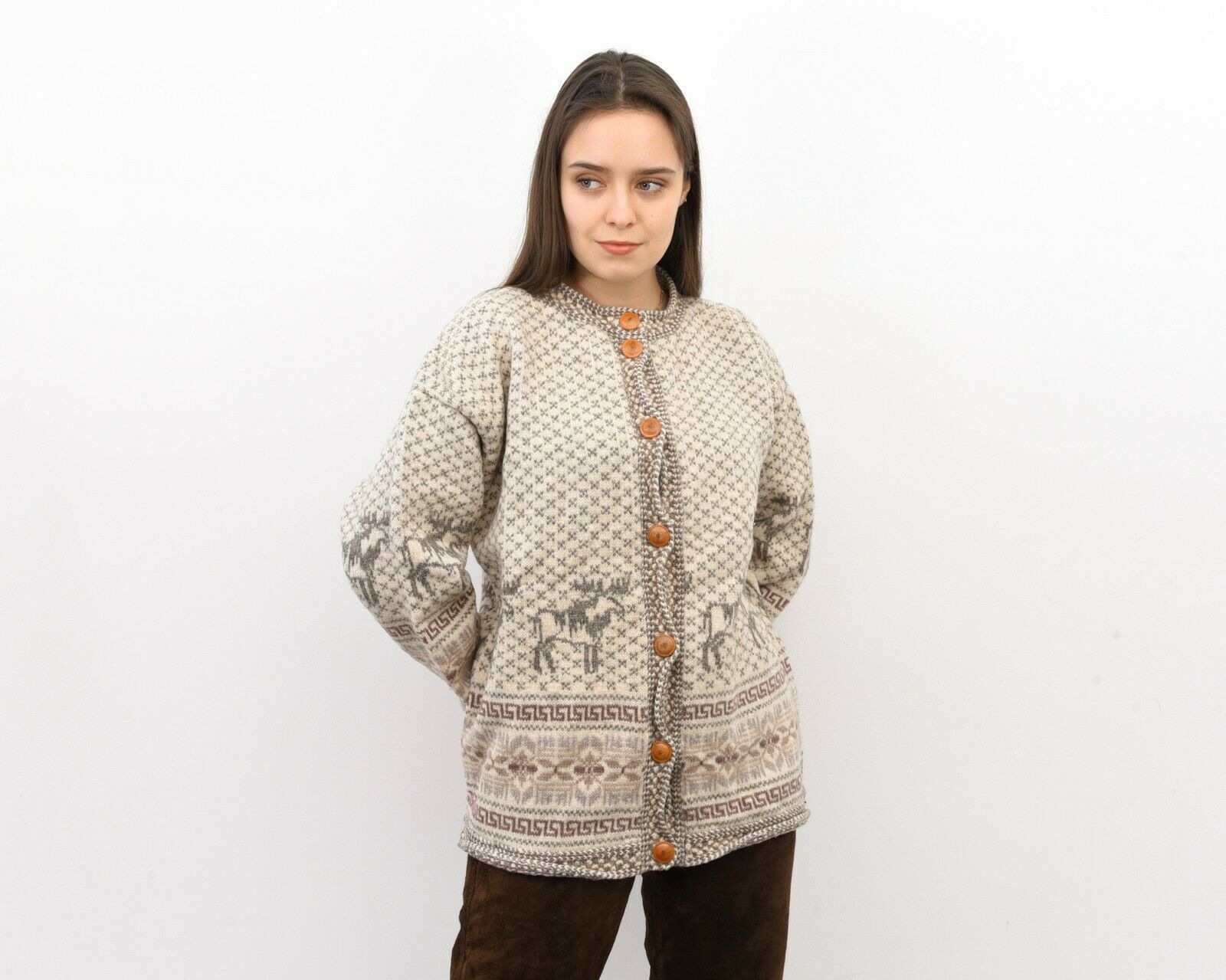 Vintage Scandinavian Wool Sweater Cardigan Folk Traditional Jacket ...