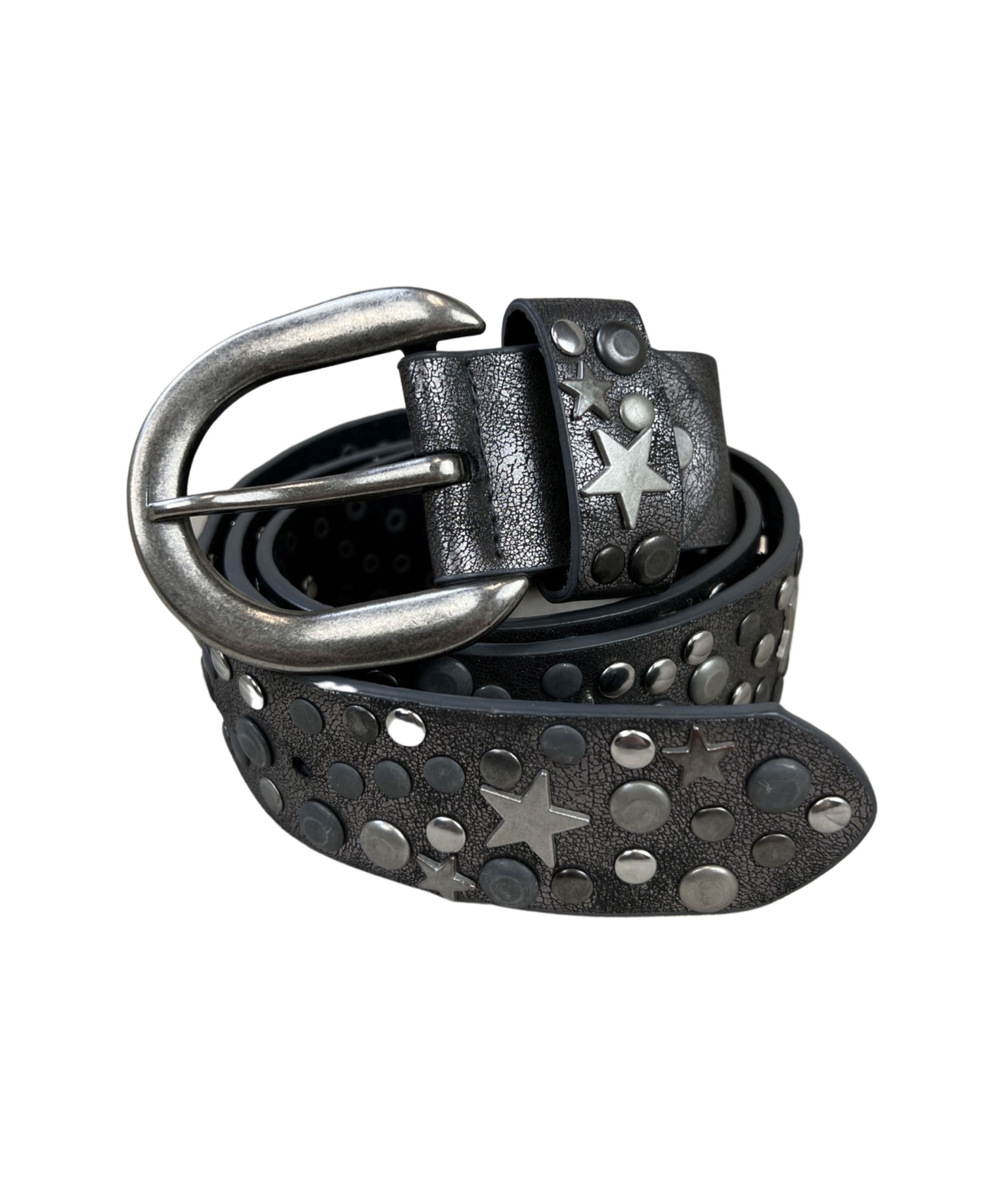 Avant Garde × Streetwear × Vintage Vintage Rhinestones Leather Belt BB ...