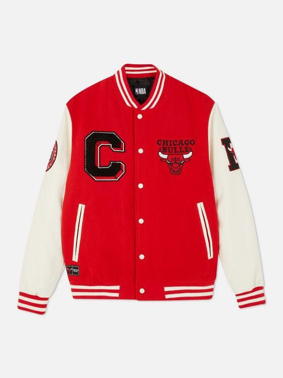 NBA BNWT Red NBA Chicago Bulls Varsity Bomber Jacket | Grailed