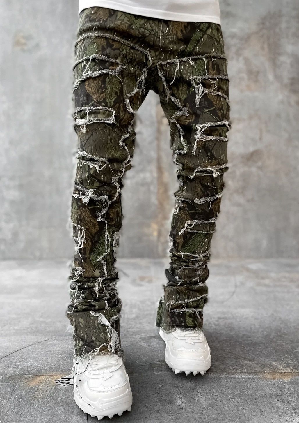 Custom Guapi Camo blood diamond stacked pants | Grailed