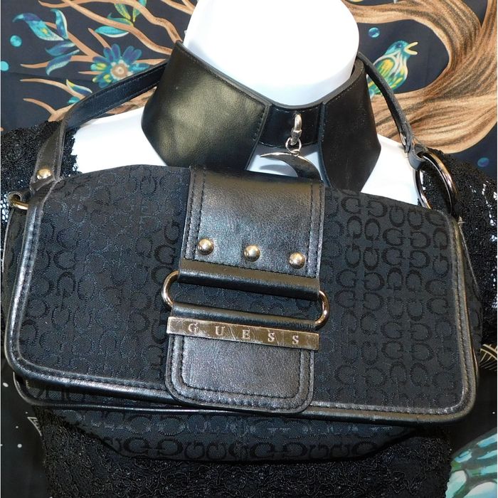 Guess Guess Black Gothic Monogram Y2K Mini Shoulder Bag | Grailed