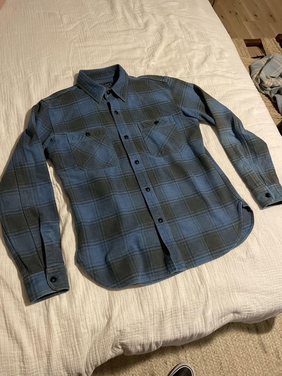 Studio D'Artisan Studio d’artisan heavy winter flannel - indigo dyed check | Grailed