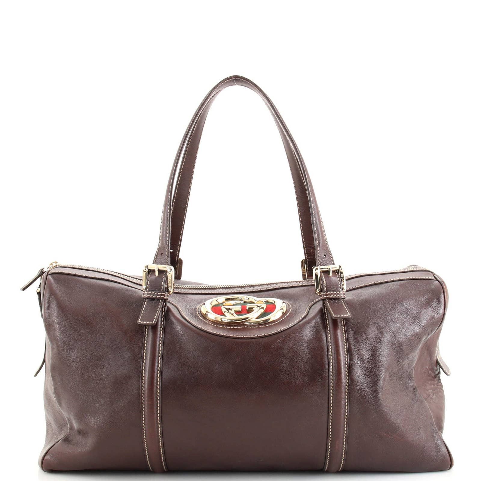 Gucci Britt Web Boston Duffle Bag Leather Large | Grailed