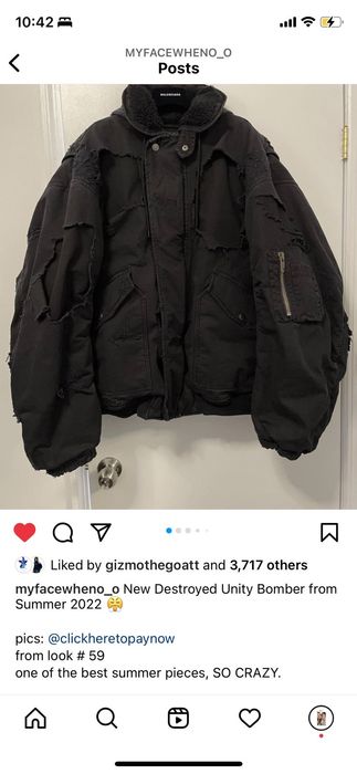 Balenciaga BALENCIAGA UNITY DESTROYED BOMBER JACKET SIZE 2 | Grailed