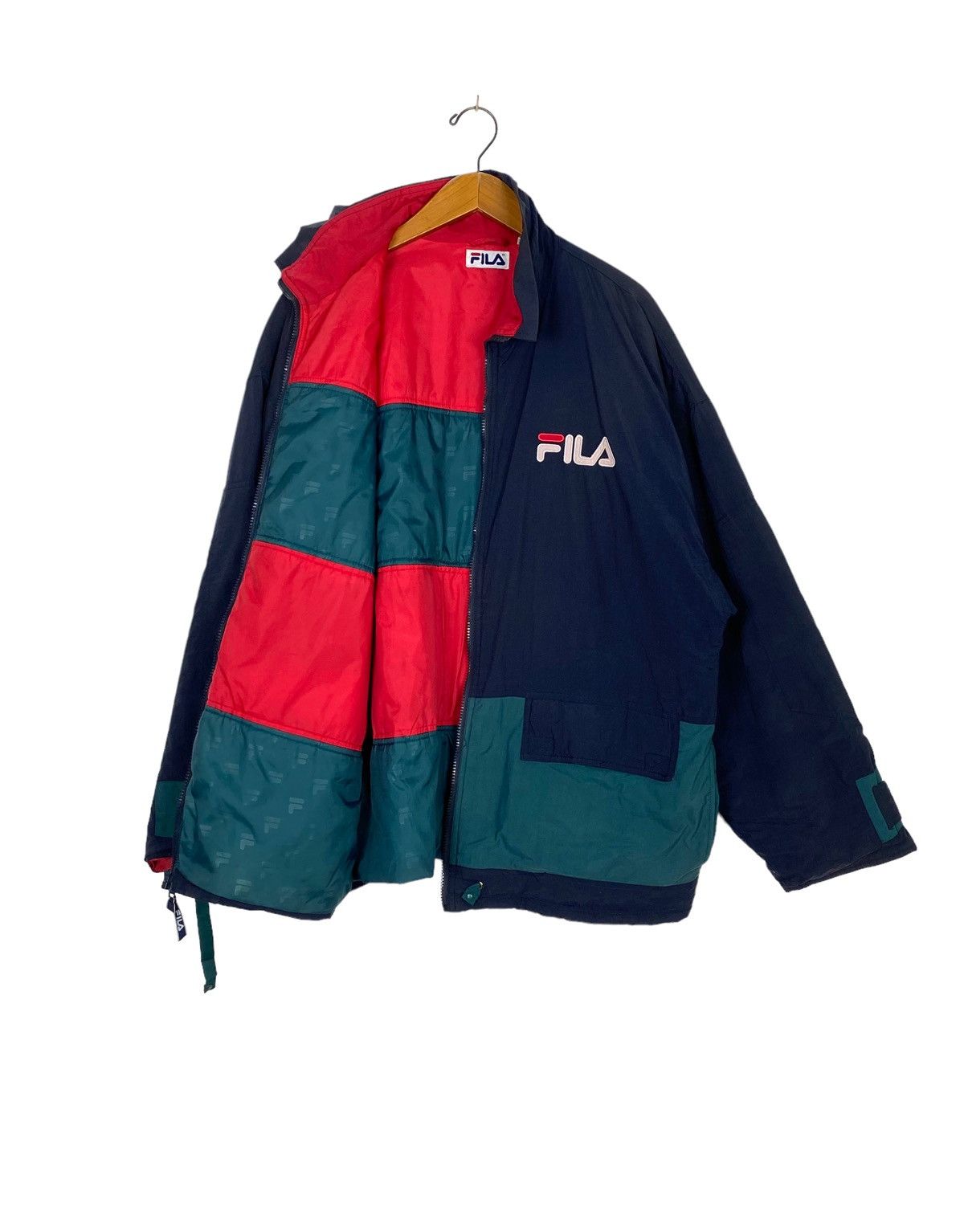 Fila Rare‼️ Fila Big Logo Parka Jacket Green Color | Grailed