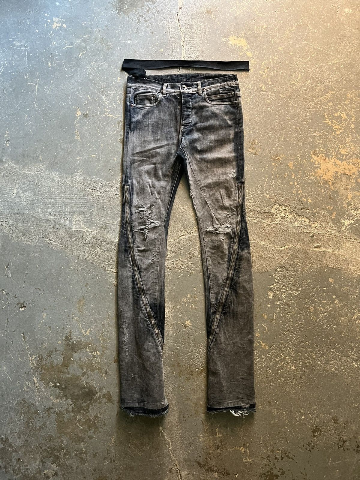 Rick Owens SS09 “Strutter” Coated Banana Cut Flared Jeans | Grailed