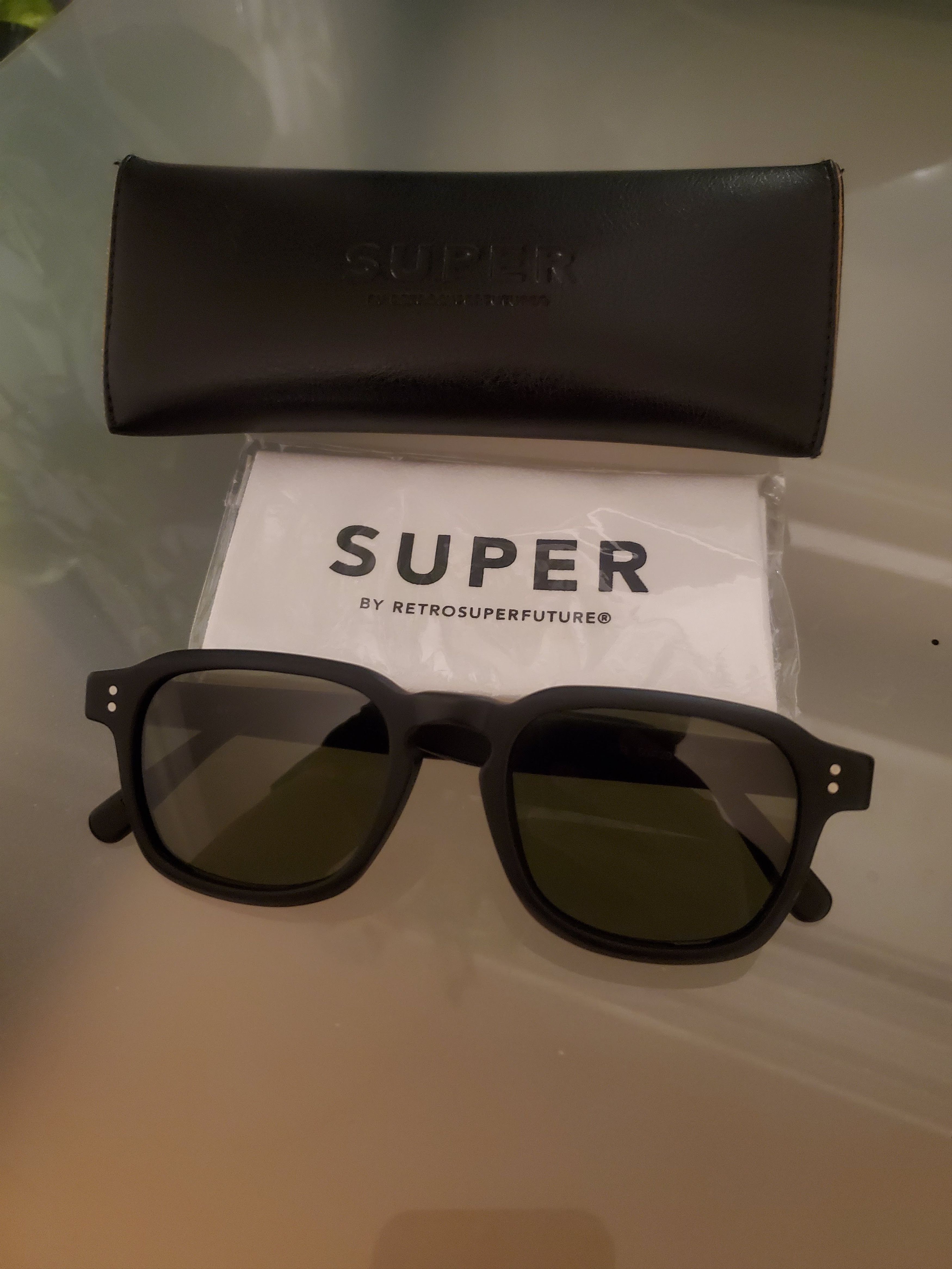 Retrosuperfuture Luce Sunglasses Matte Black Green Lenses | Grailed