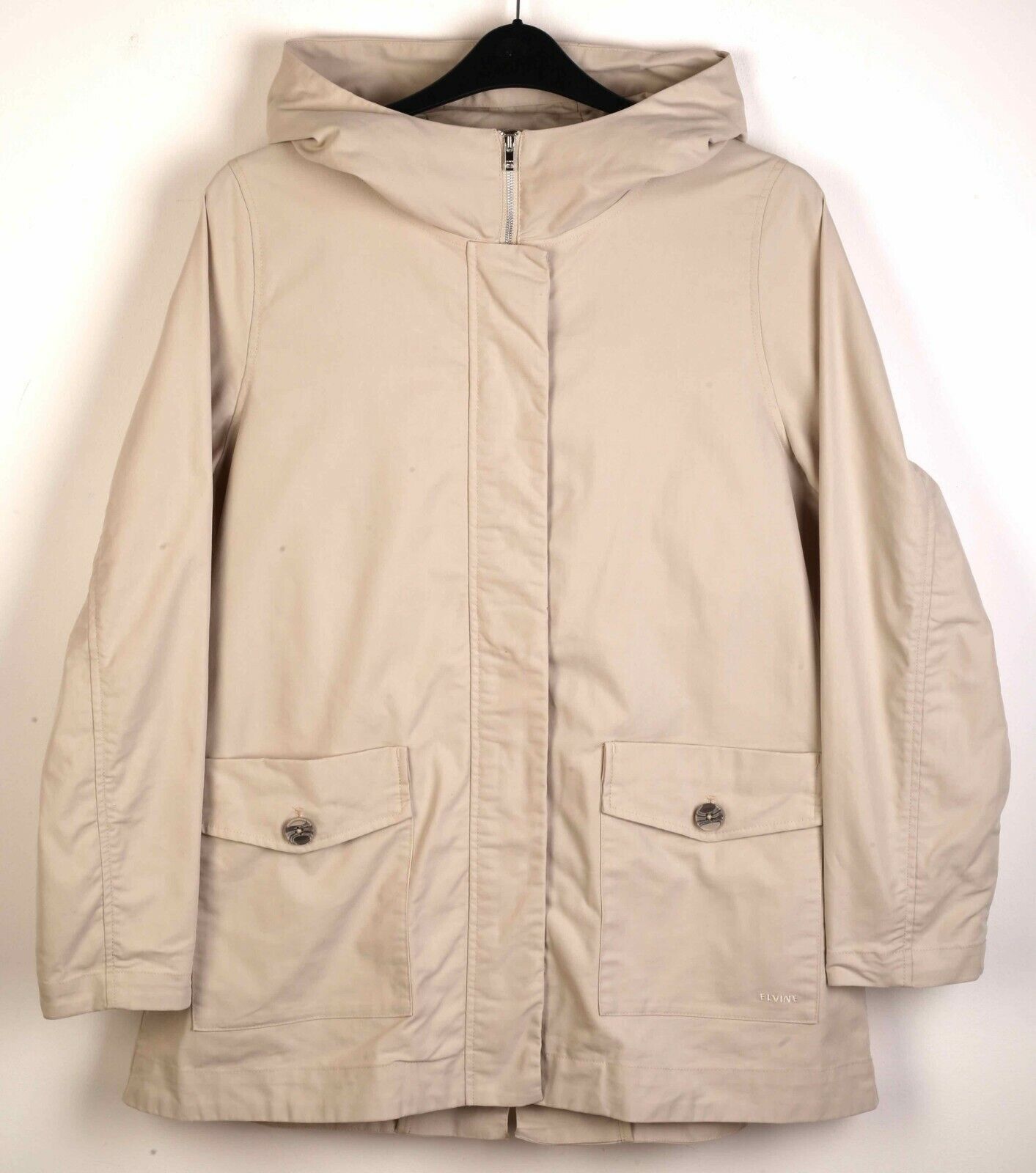 Elvine Jacket Coat Hooded Parka Lining VTG White Buttoned | Grailed