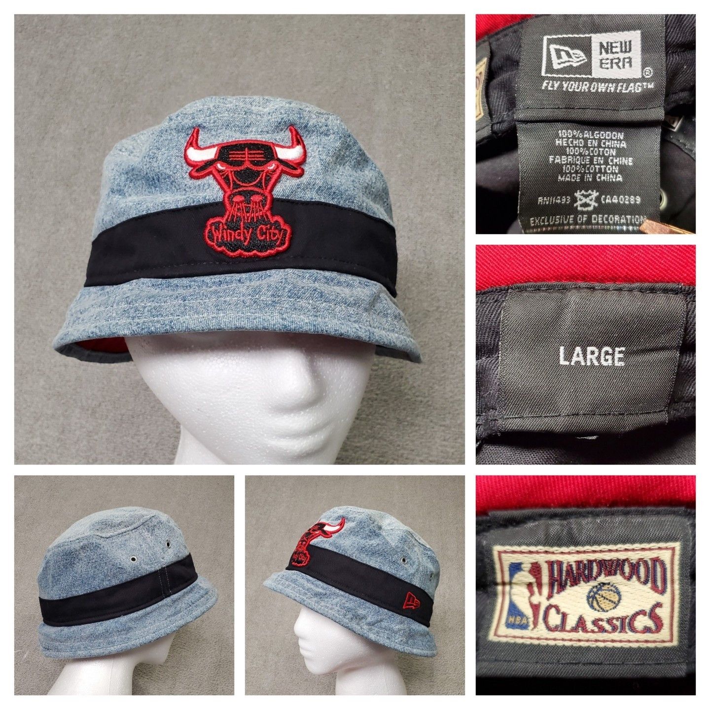 New Era CHICAGO BULLS WINDY CITY NEW ERA BUCKET HAT BLUE DENIM Large ...