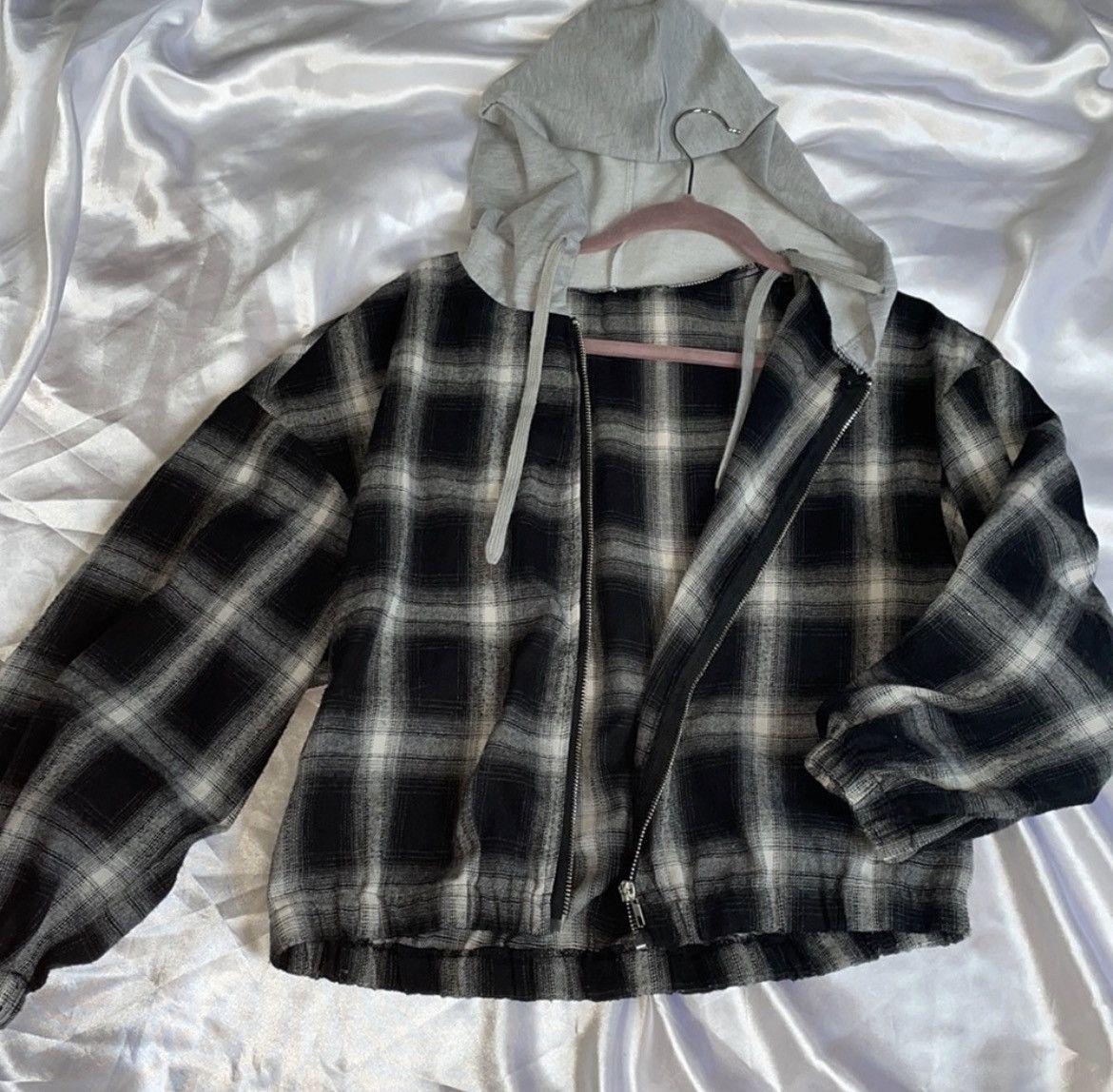 Vintage Shein lightweight hooded flannel jacket | Grailed