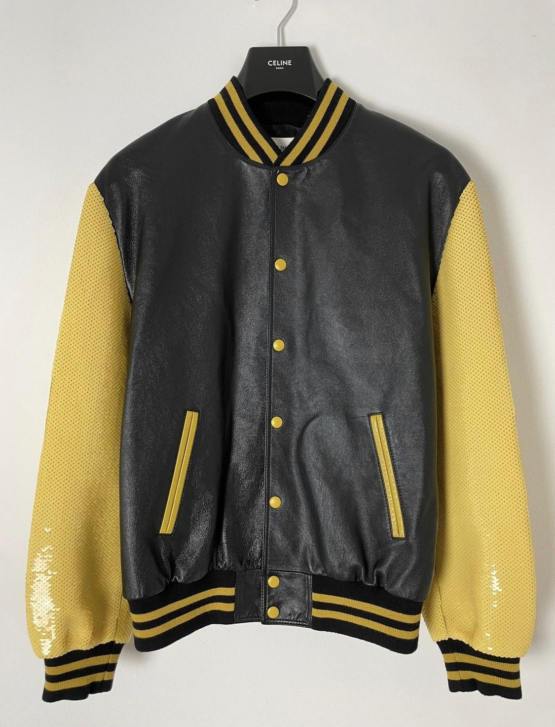 Celine SS21 Sequin-Embellished Leather Bomber Jacket | Grailed