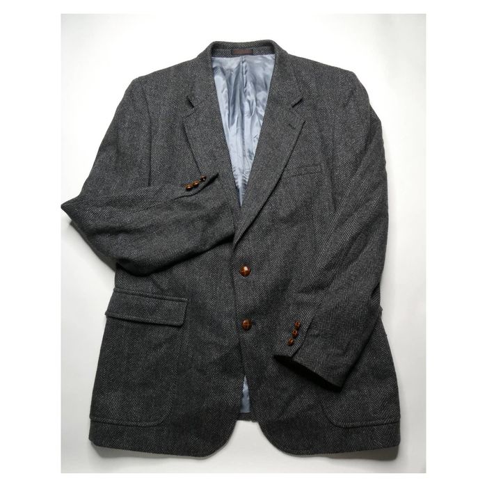 Savile Row vintage Savile Row tweed herringbone blazer, 44L, gray | Grailed