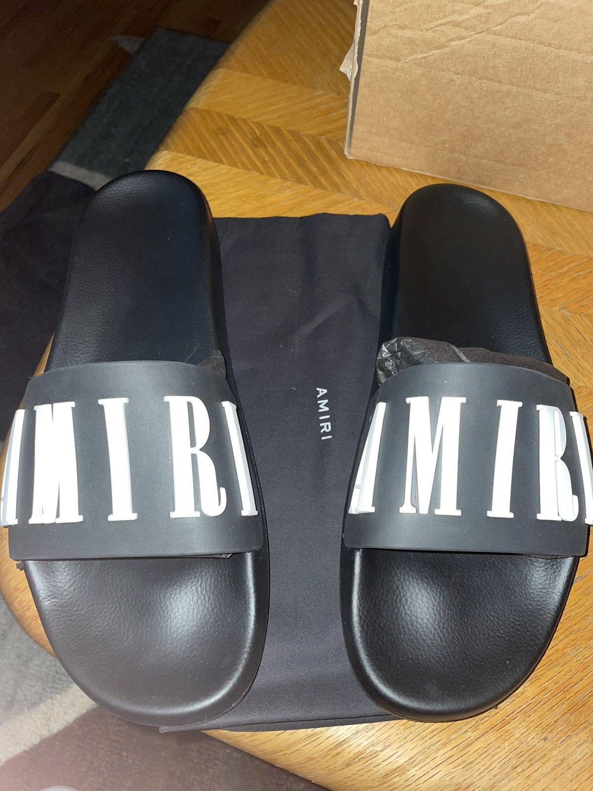 Amiri Amiri Black Logo Slides | Grailed