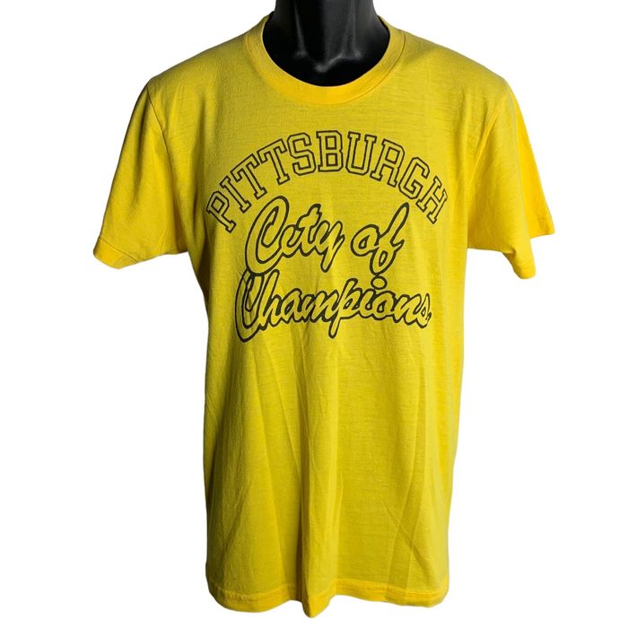 Homage Vintage Pittsburgh City of Champions T Shirt M Yellow Crewne ...