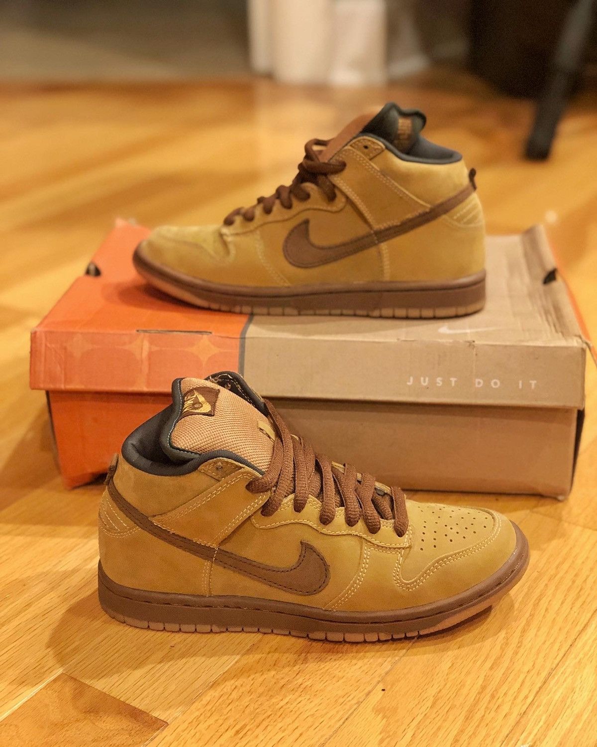 Nike RARE Nike SB Vintage Dunk Wheat 2002 Fat Tongue | Grailed