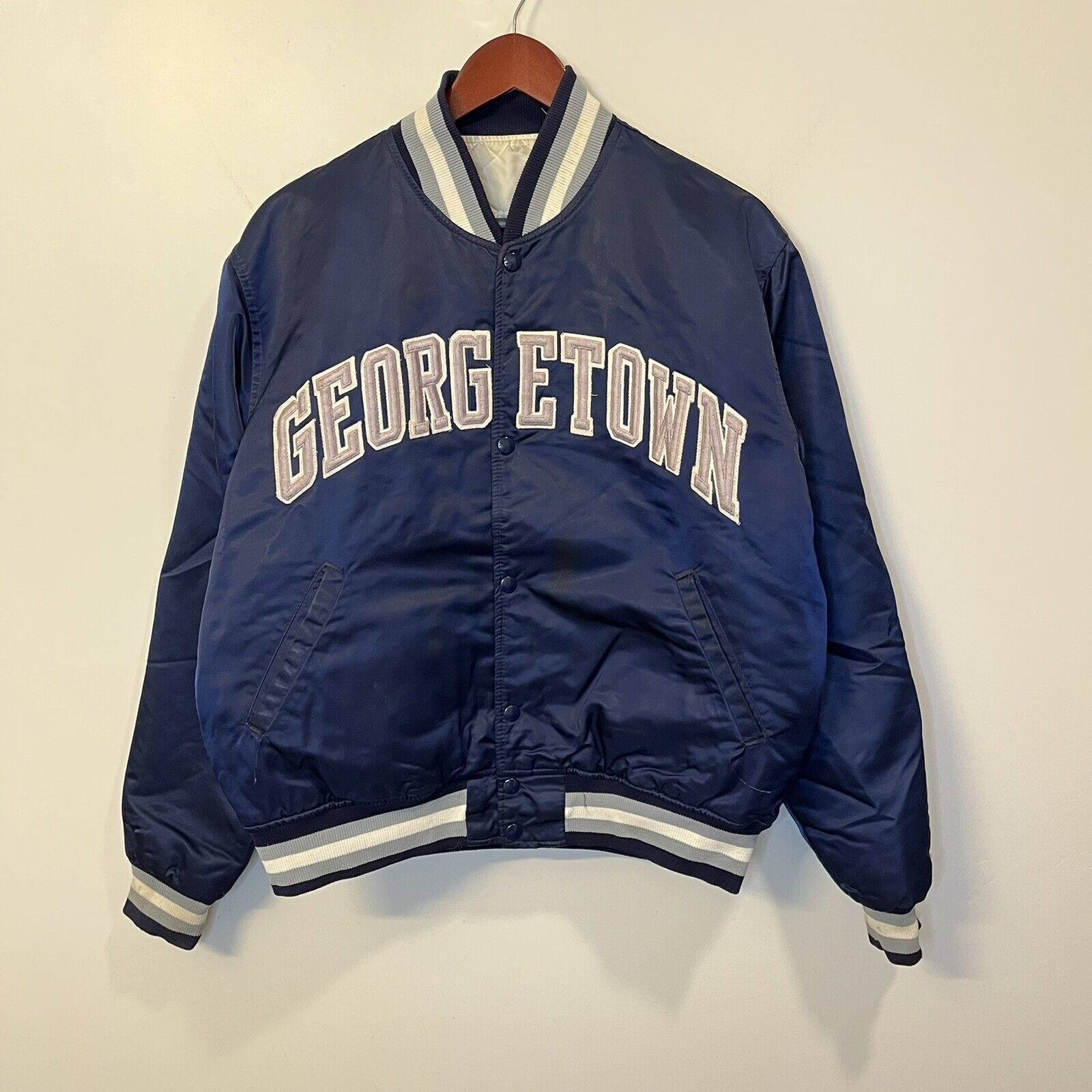 Starter × Vintage Vintage 90s Starter Georgetown Hoyas Satin Bomber ...