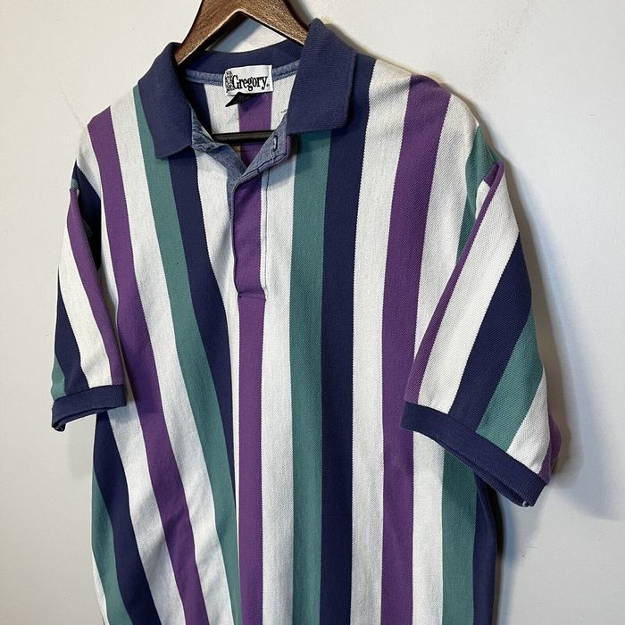 Vintage VTG Gregory Striped Polo Shirt Colorful Made in USA Golf | Grailed