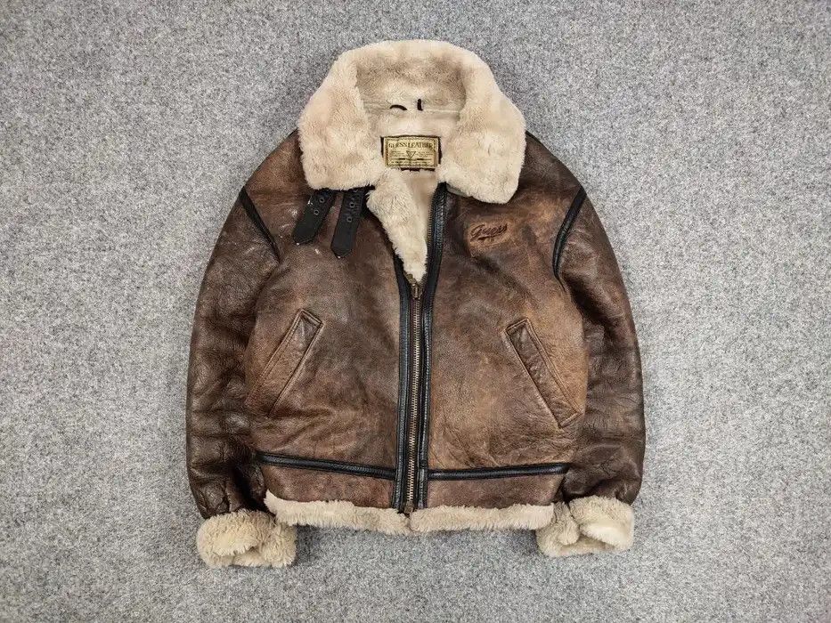 Guess × Vintage Vintage 90's Guess Type B-3 Sheepskin Leather Jacket ...