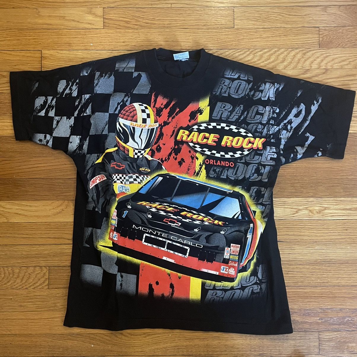 NASCAR × Vintage Vintage 90s Race Rock Orlando AOP Racing NASCAR T ...