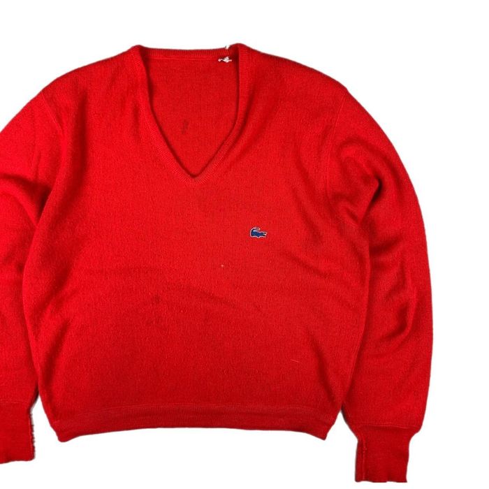 Vintage Vintage 80s Izod Lacoste Wool V Neck Preppy Red Sweater | Grailed