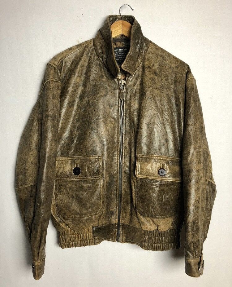 Leather Jacket × Military US Navy 70s G-1 feded dark brown Maps flight ...