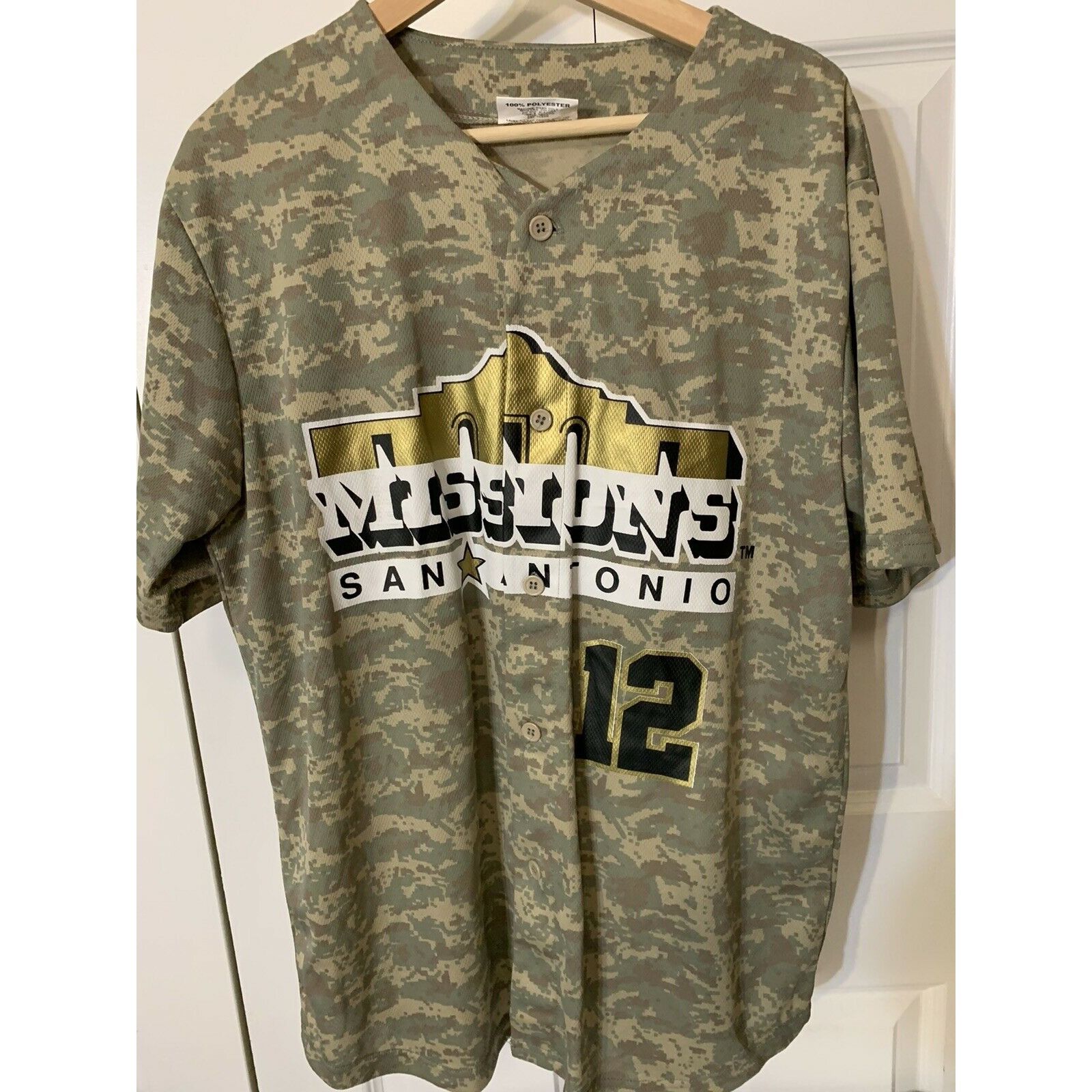 Other San Antonio Missions #12 Promo Camo Baseball Jersey Sz M Coy ...