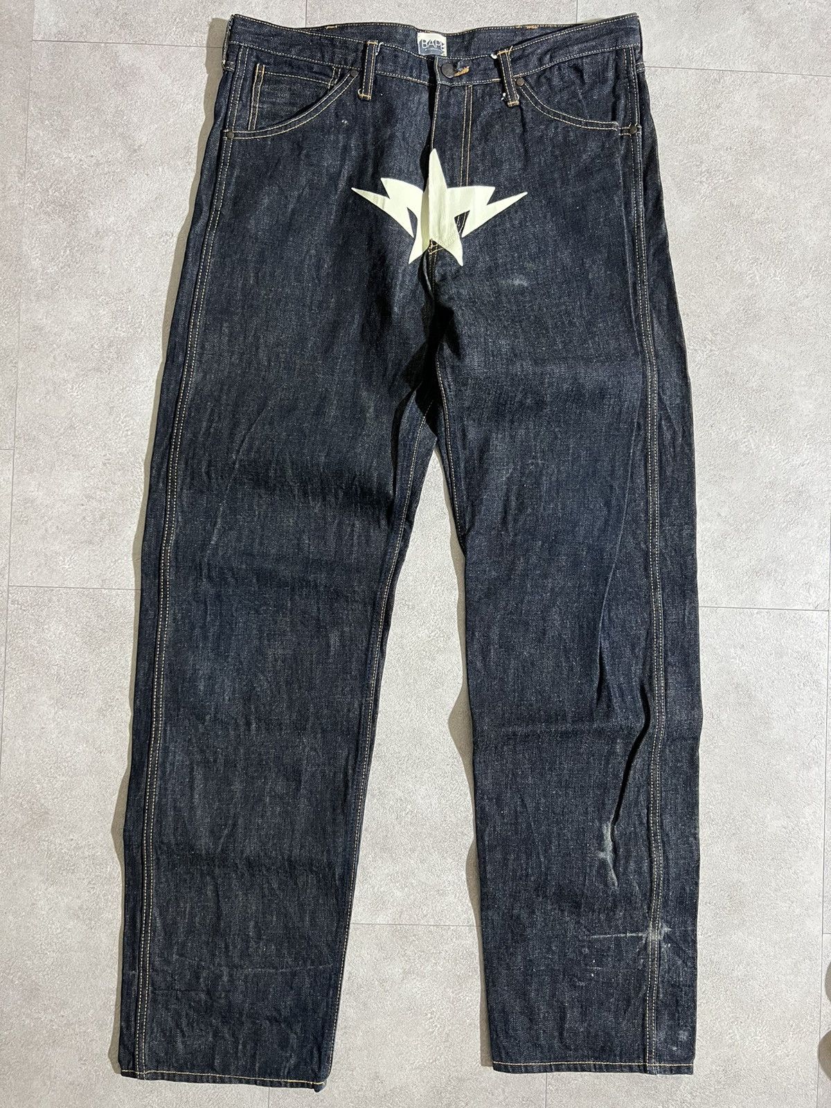 Bape A BATHING APE BAPE LOGO TWINSTA DENIM JEANS XL | Grailed
