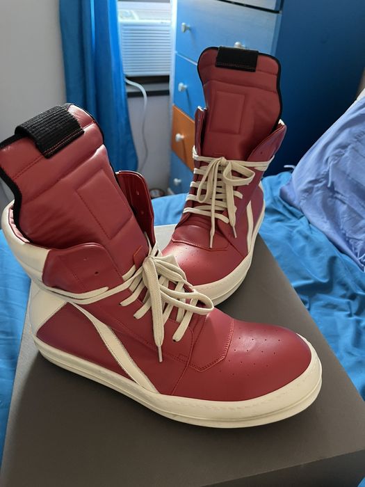 Rick Owens red geobasket mens rick owens | Grailed