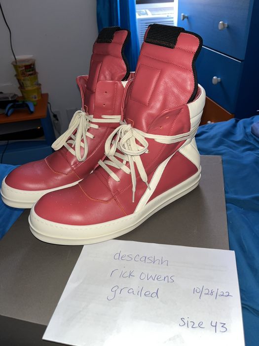 Rick Owens red geobasket mens rick owens | Grailed