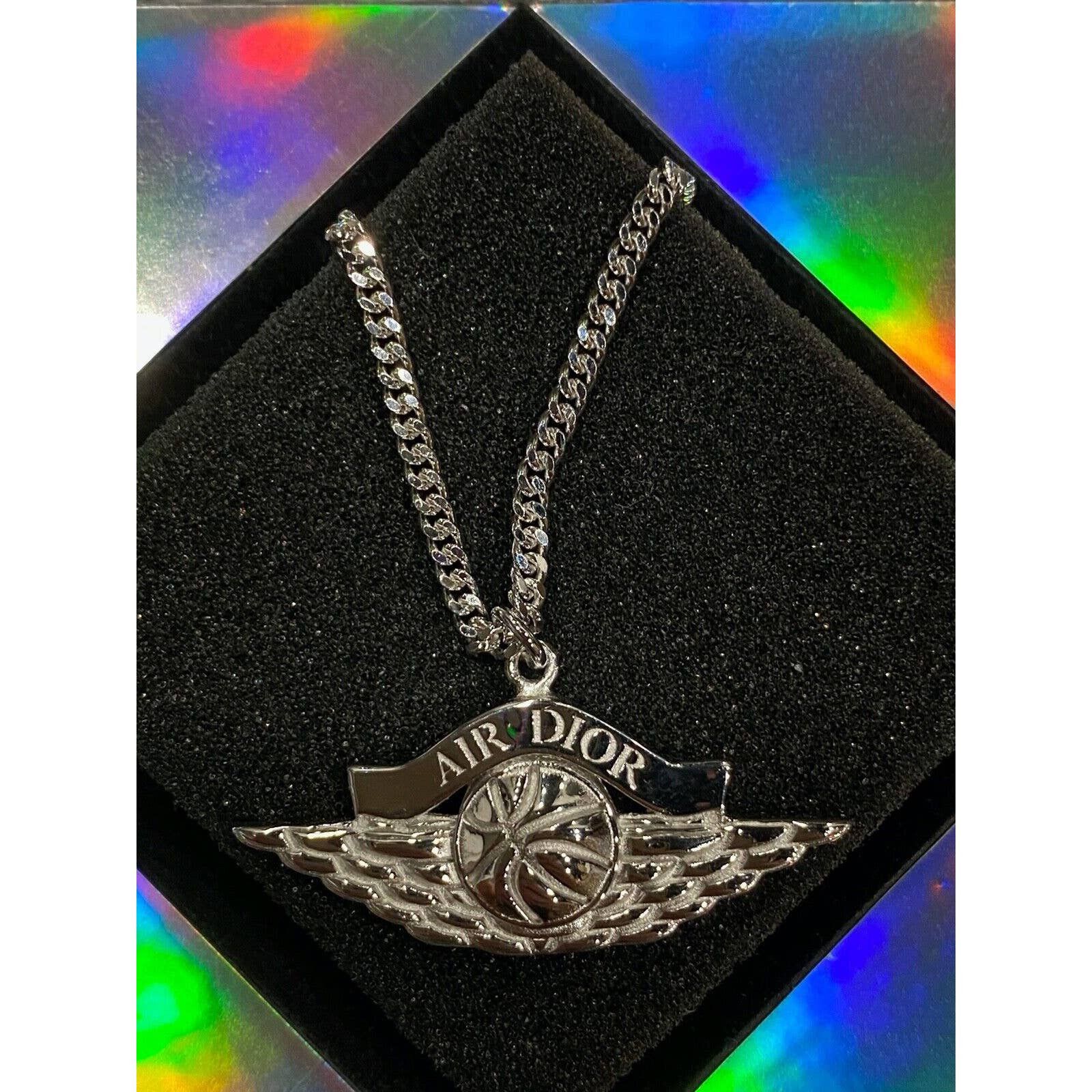 Dior Air Dior Jordan Wing Silver Chain Necklace Travis Scott | Grailed
