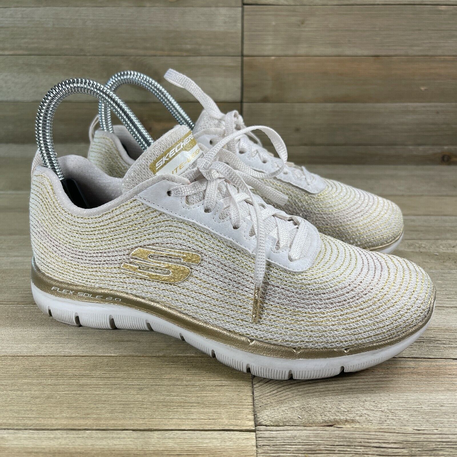 Skechers Skechers Womens Size 6 Metal Madness Shoe White Gold 12764 ...