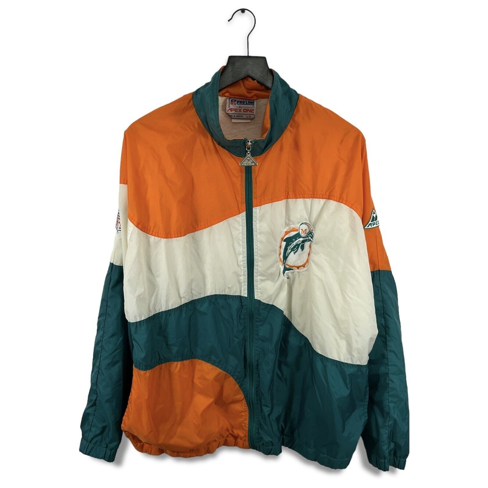 Apex One × NFL × Vintage 90s Miami Dolphins Windbreaker Warmup Jacket ...