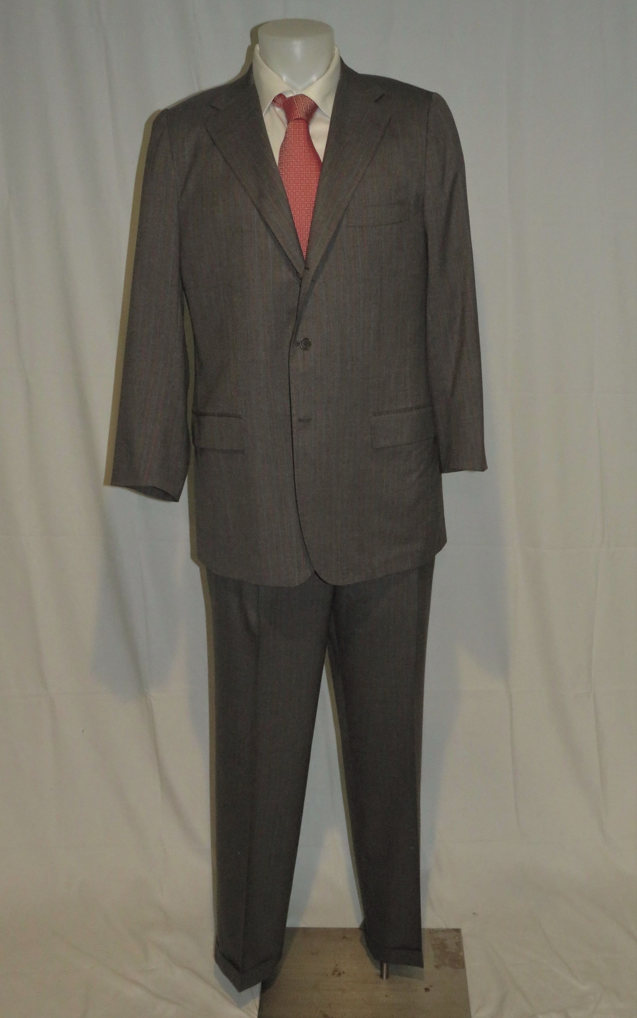 Kiton 100% Cashmere Gray Striped Three Roll Two Suit 42L | Grailed