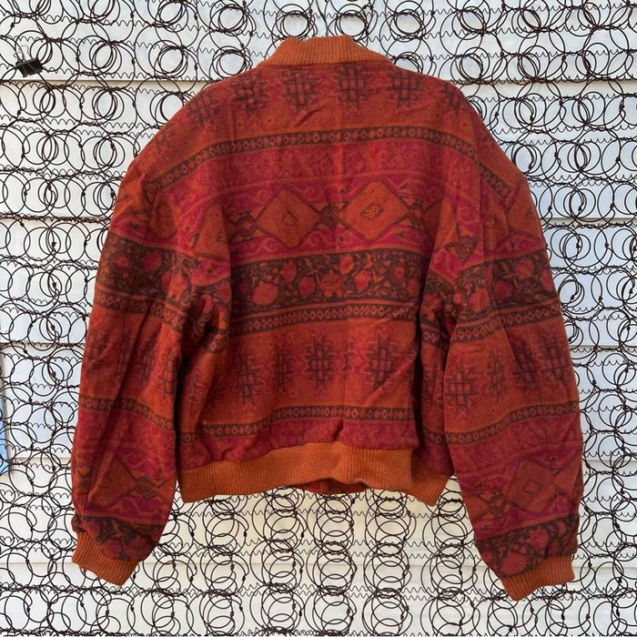 Vintage Vintage Greasly Wool Orange Aztec Boho Bomber Jacket | Grailed