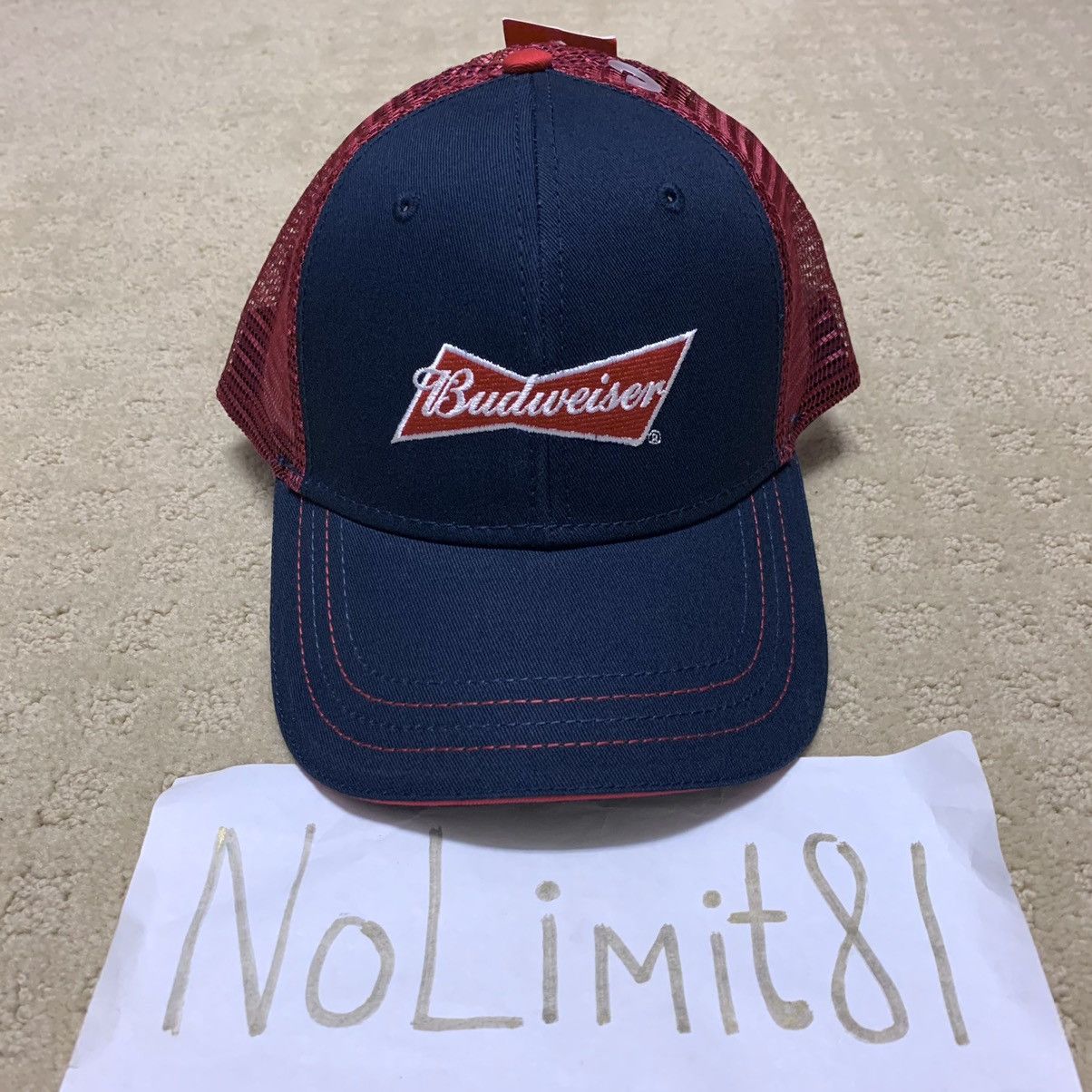 American College New Budweiser Beer Logo Blue Trucker Snapback Cap Hat ...